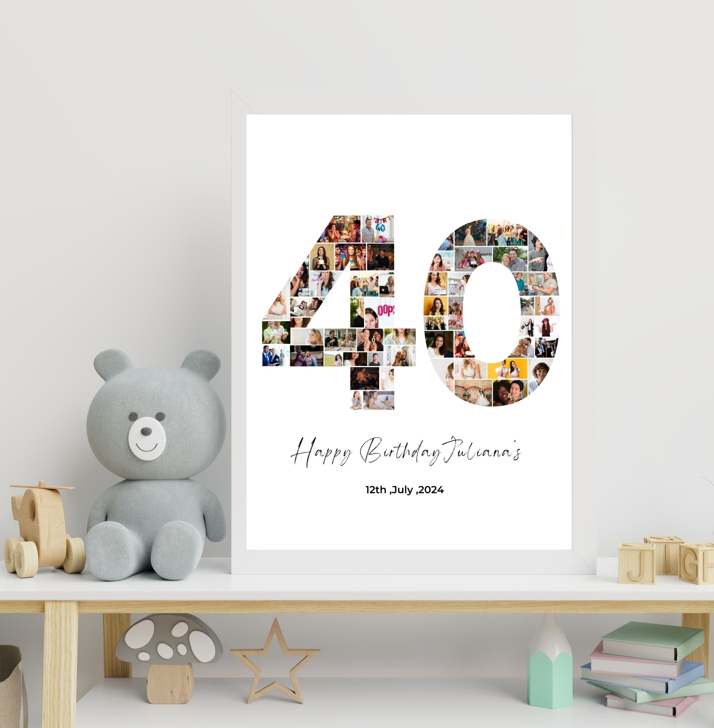 40th Birthday Photo Collage Template, Photo Collage Sign, Canva Frame ...