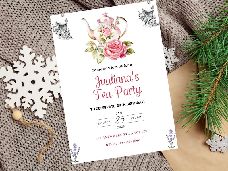 EDITABLE Tea Party Birthday Invitation Princess Digital Invitation ...