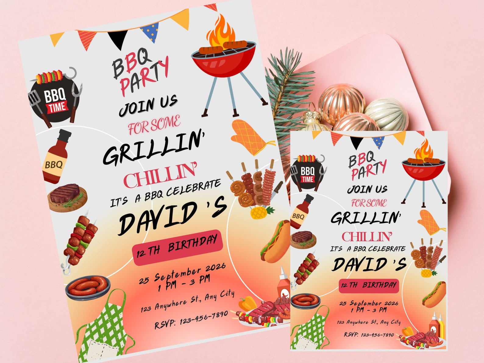 Editable BBQ Party Invitation Template, BBQ Invitation, BBQ Birthday ...