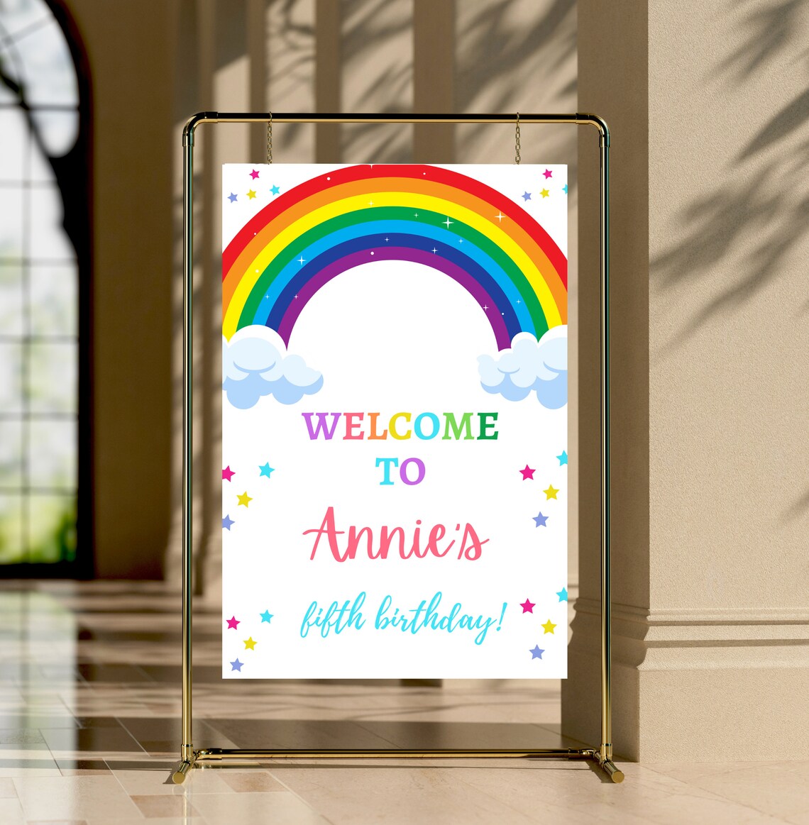 Editable Rainbow Birthday Welcome Sign Template in 3 Sizes 24" X 36 ...