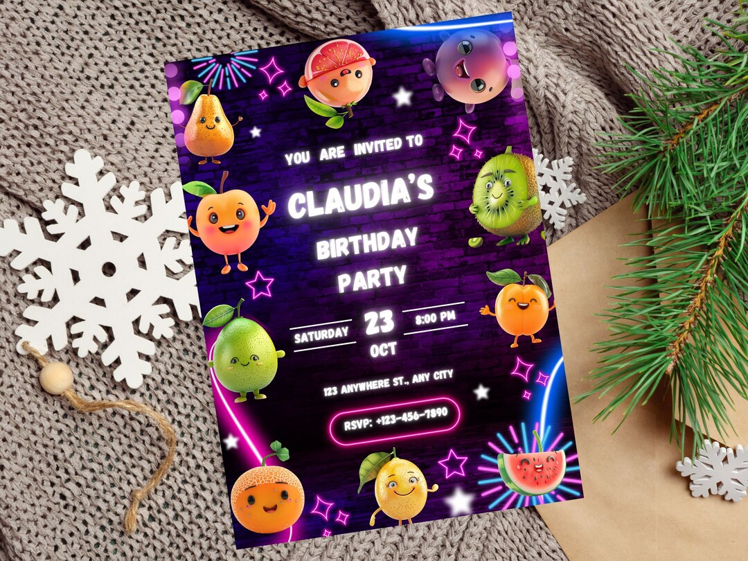 Editable Dancing Fruit Invitation Template, Hey Bear Sensory Birthday ...