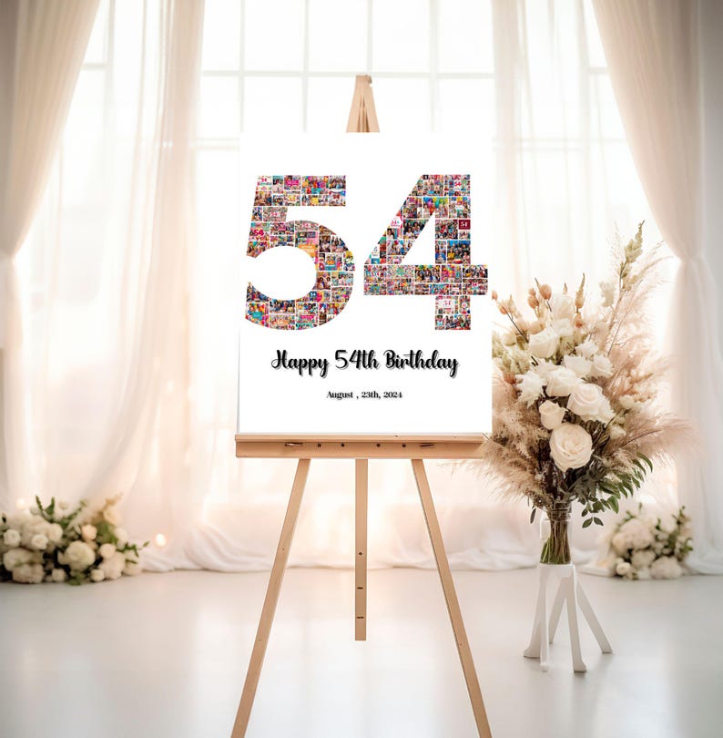 54th Birthday Photo Collage Template, 54th Birthday Welcome Sign ...