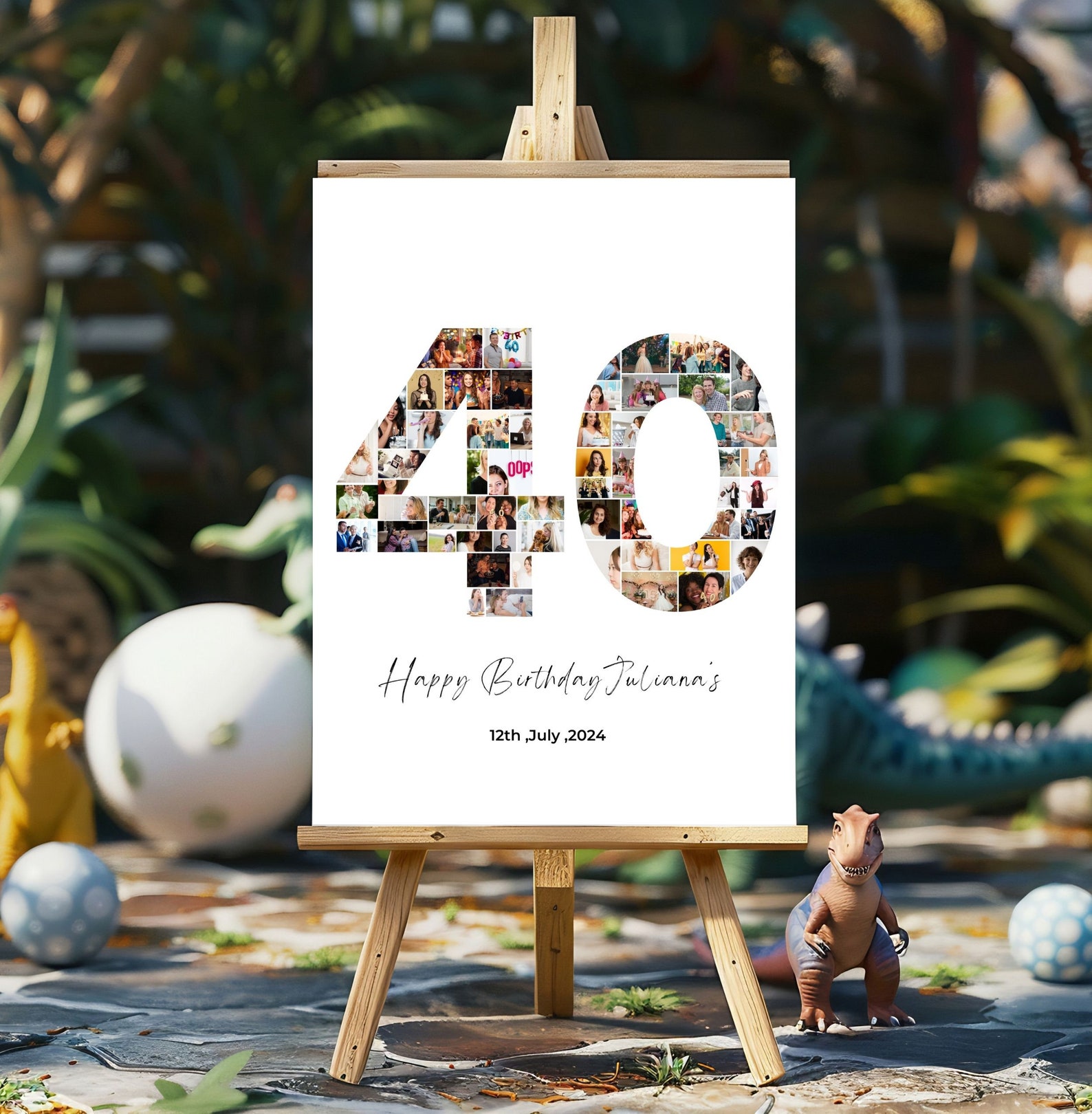 40th Birthday Photo Collage Template, Photo Collage Sign, Canva Frame ...