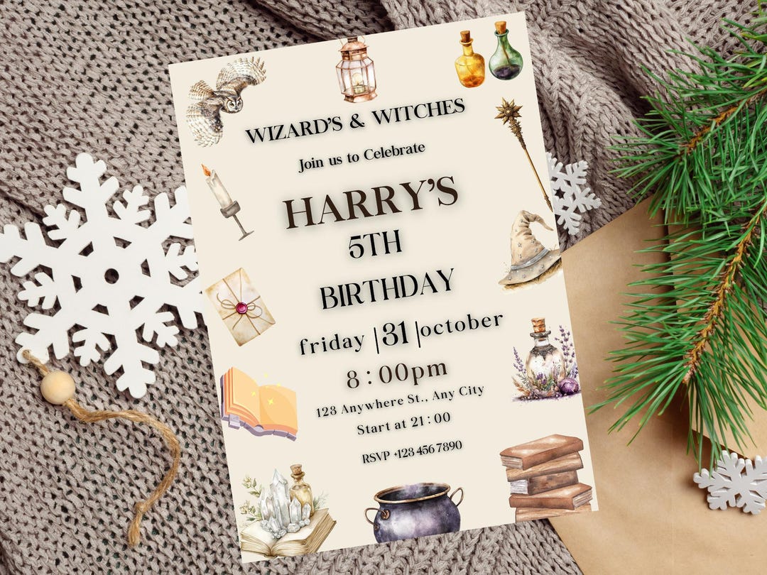Editable Wizard Birthday Party Invitation, Magical Birthday Party ...