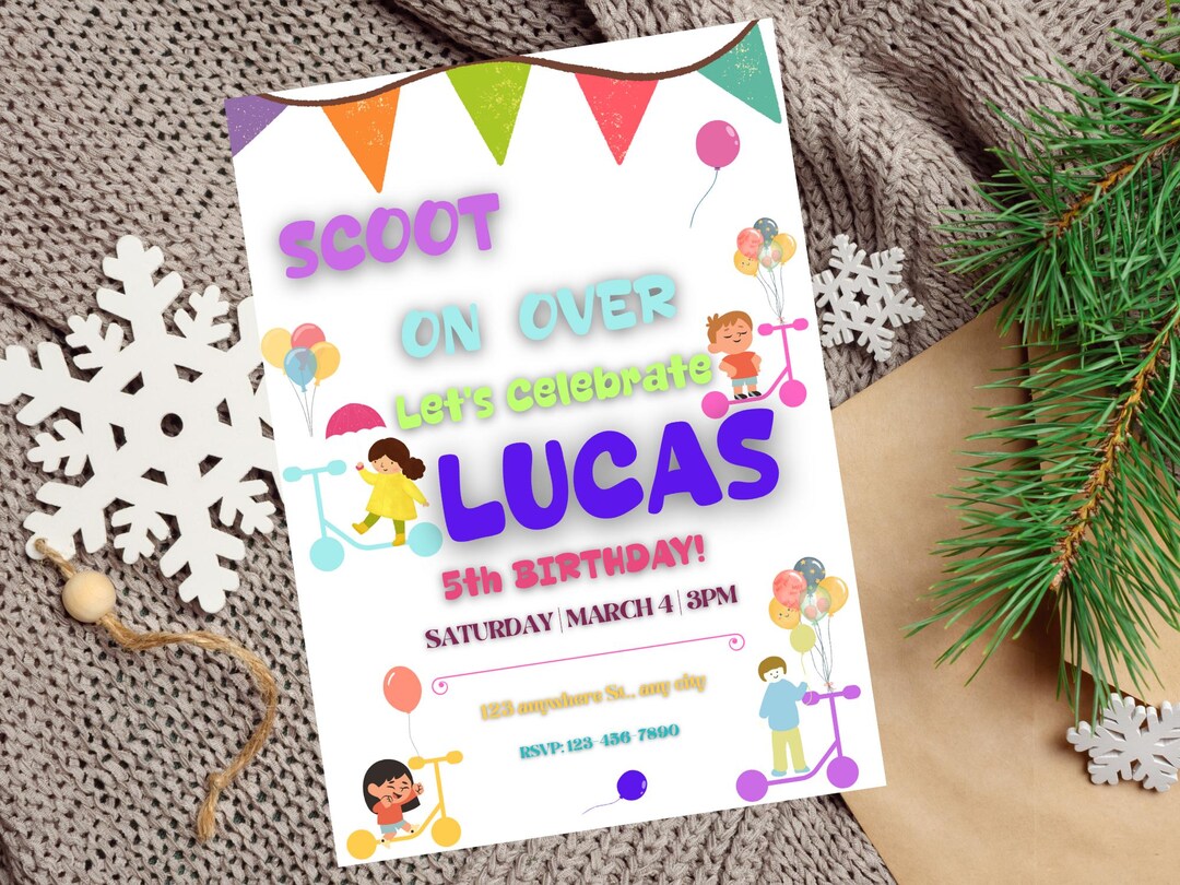 Editable Scooter Skating Birthday Party Invitation, Boy Scooter ...