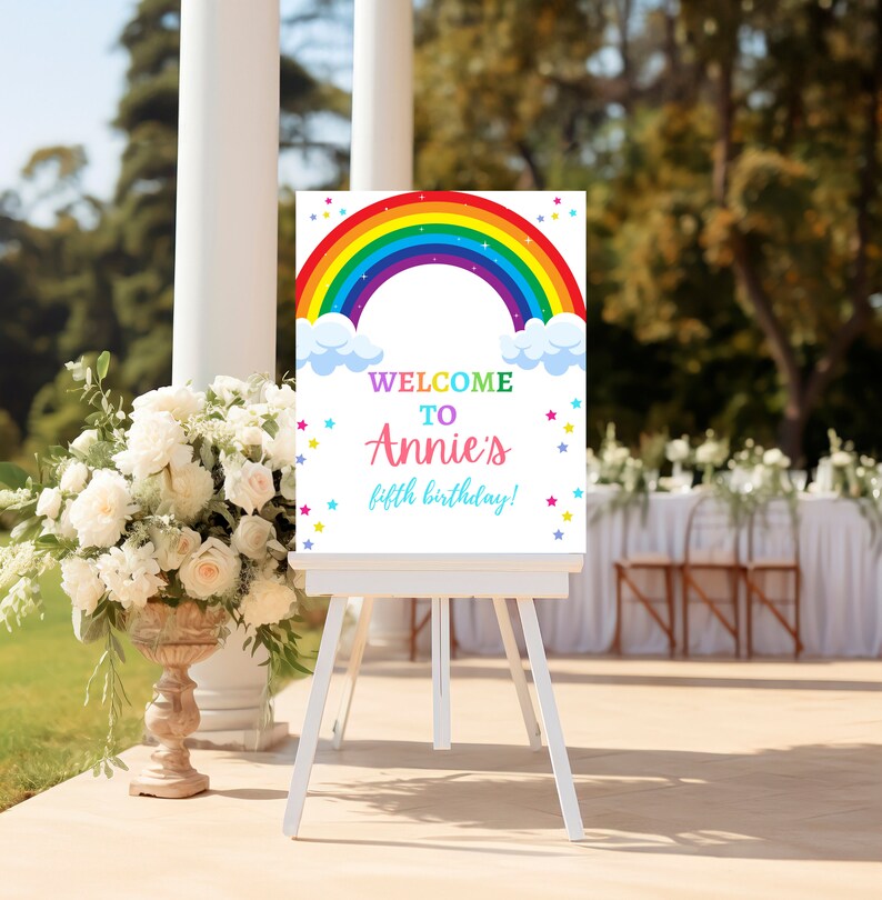 Editable Rainbow Birthday Welcome Sign Template in 3 Sizes 24" X 36 ...