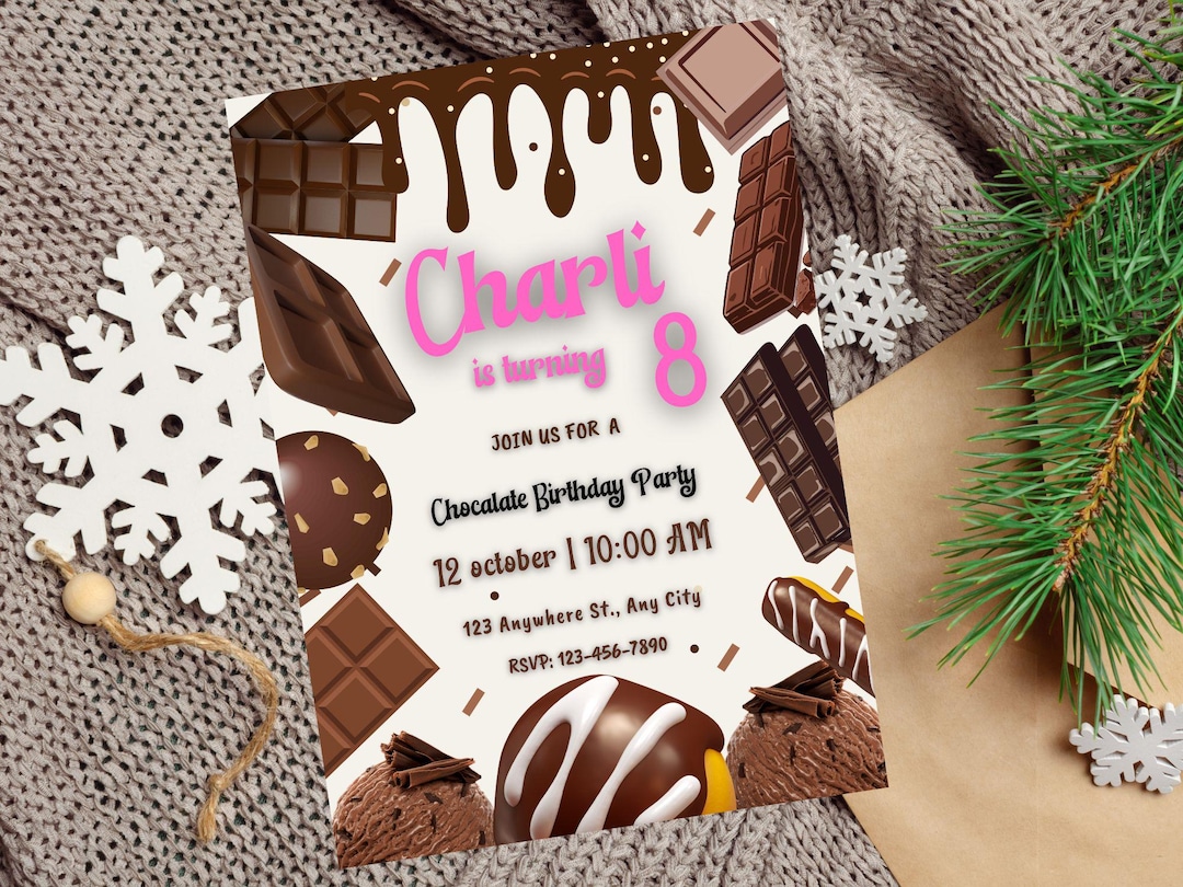 Editable Chocolate Factory Birthday Invitation Template, Sweet ...