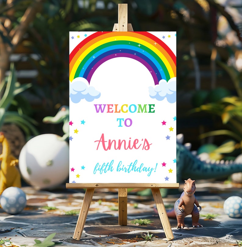 Editable Rainbow Birthday Welcome Sign Template in 3 Sizes 24" X 36 ...