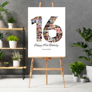 16th Birthday Photo Collage Template, 16th Birthday Welcome Sign ...