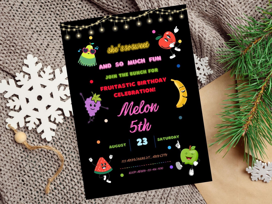 Editable Dancing Fruit Invitation Template, Hey Bear Sensory Birthday ...