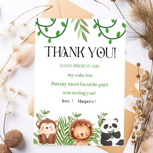 EDITABLE Safari Birthday Thank You Card 5" X 7", Wild One Thank You ...