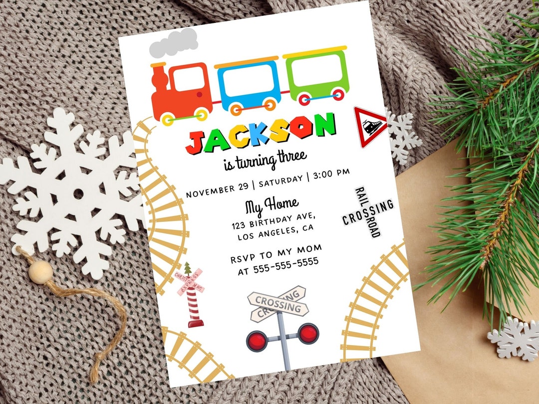 Editable Train Birthday Invitation Template, Toy Train Invitation ...