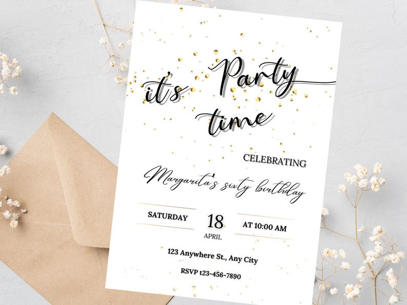 It's a Party Time Birthday Invitation, Adult Birthday Invitation ...