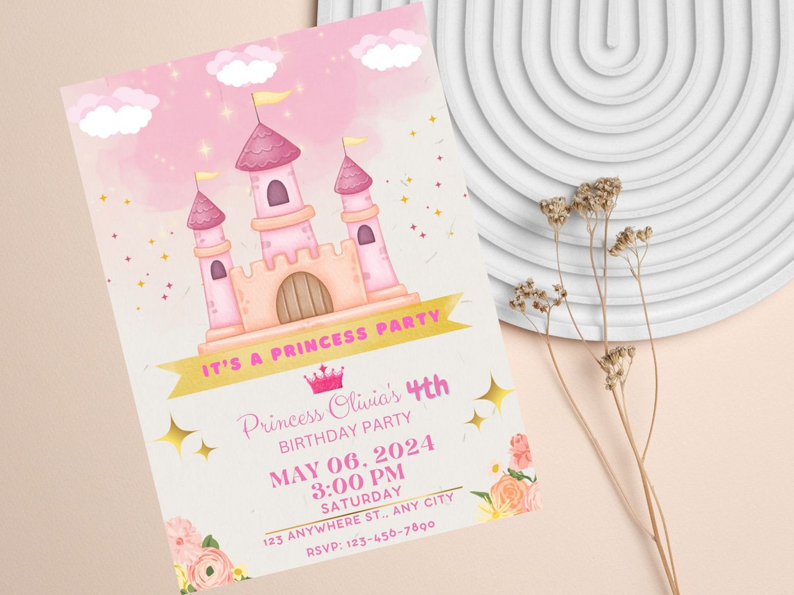 Editable Princess Birthday Invitation Template Princess Party Birthday ...