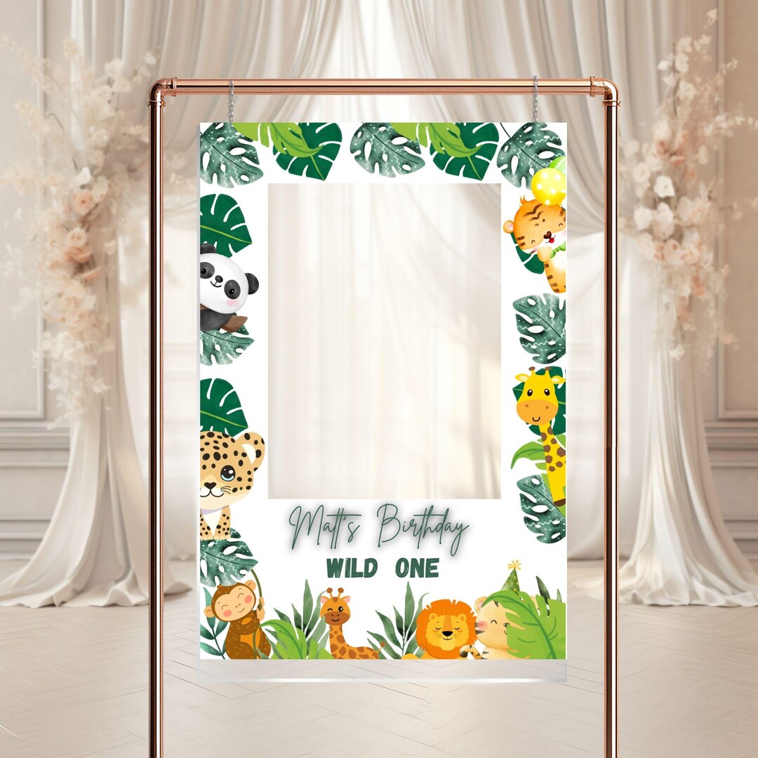 Editable Safari Photo Booth Frame, Photo Prop Frame Printable Template ...