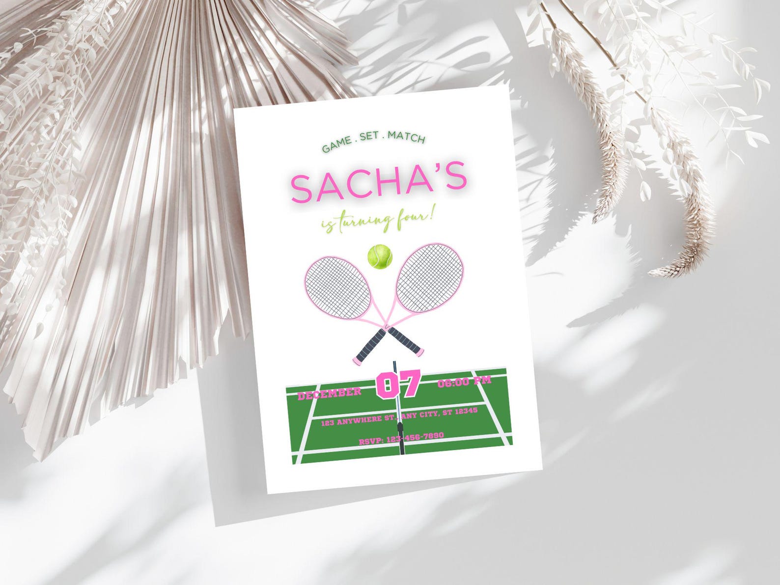 Tennis Birthday Invitation Template, Sports Theme Birthday Invite ...