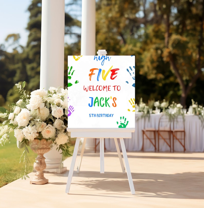 High Five Birthday Welcome Signs Template in 3 Sizes 24"x36" ,16"x20 ...