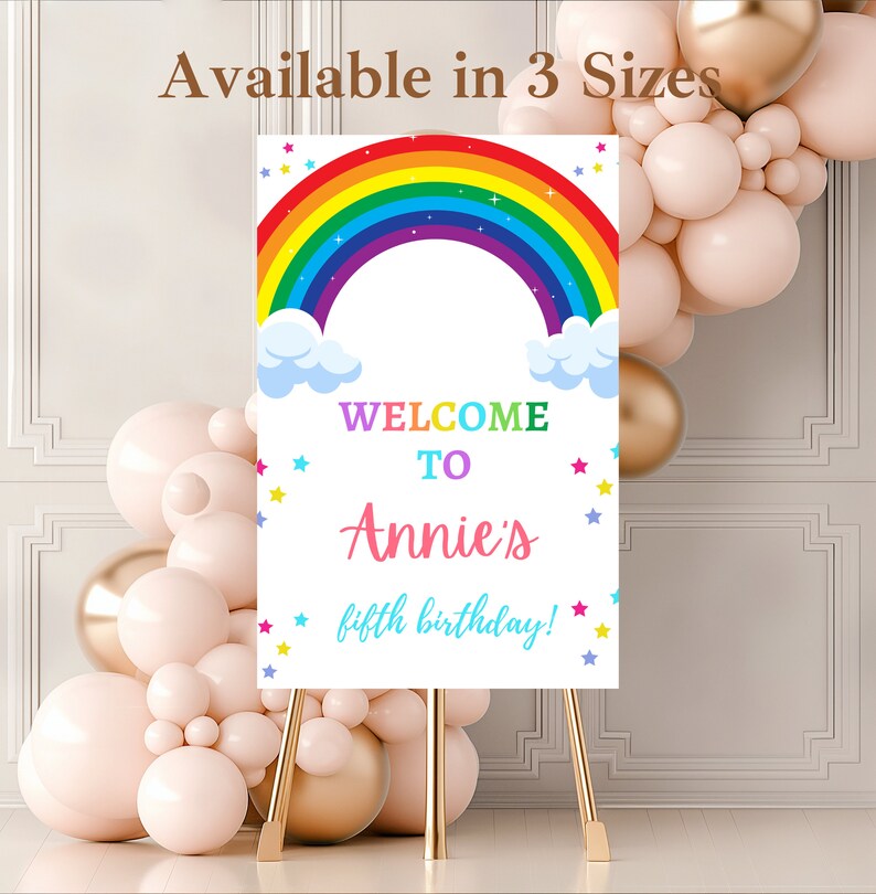 Editable Rainbow Birthday Welcome Sign Template in 3 Sizes 24" X 36 ...