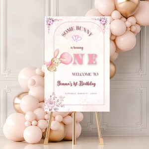 Bunny Welcome Sign Template, Editable 1st Birthday Welcome Sign, Some ...