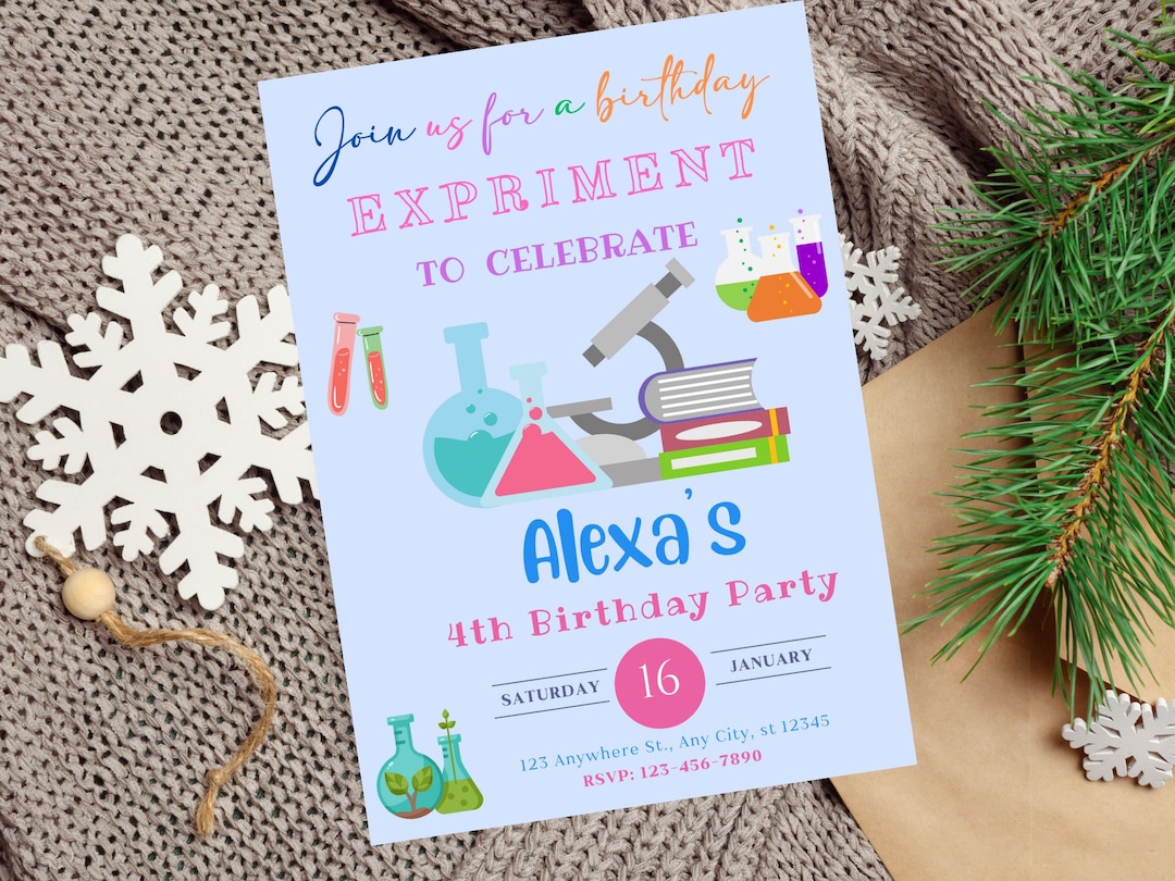Editable Science Birthday Invitation Join Us for a Birthday Experiment ...