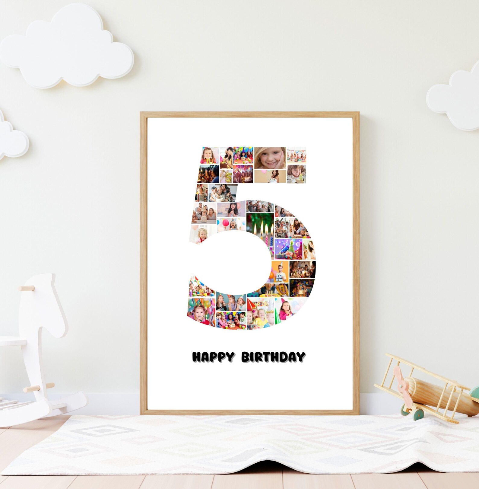 5th Birthday Photo Collage Template, 5th Birthday Welcome Sign, Gender ...