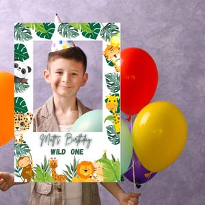 Editable Safari Photo Booth Frame, Photo Prop Frame Printable Template ...