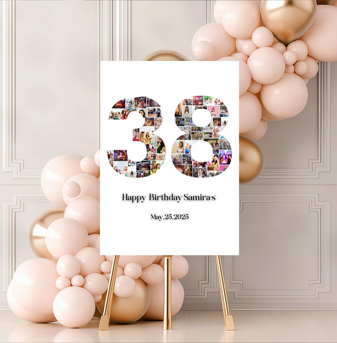 38th Birthday Photo Collage Template, 38th Birthday Welcome Sign ...