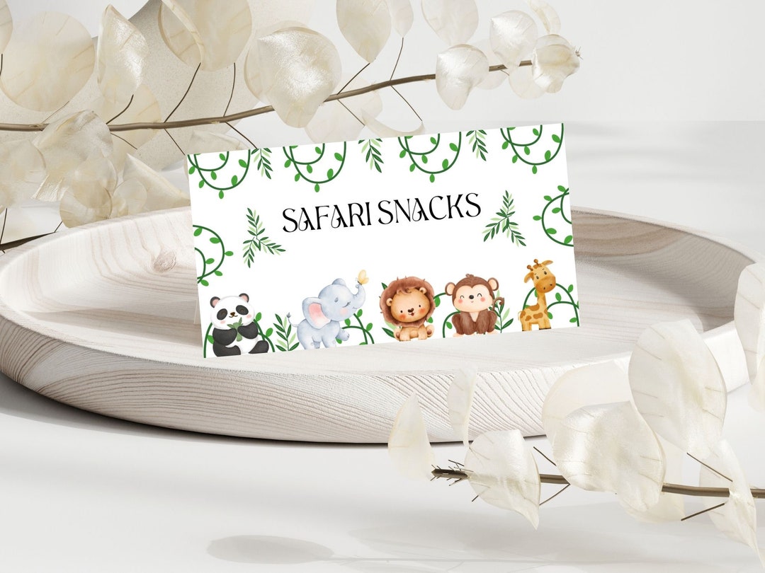 Safari Animal Food Label Card 3.5" X 4", Wild One Food Label Template ...