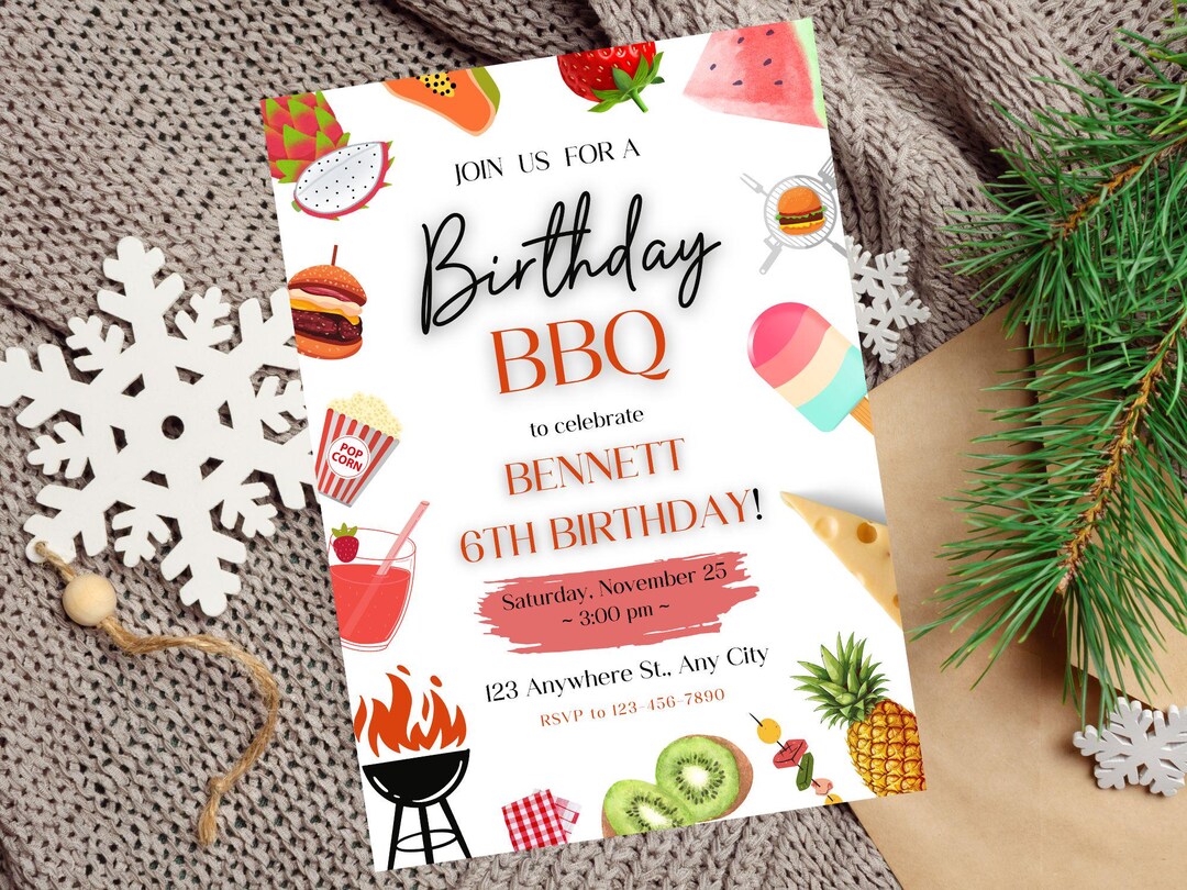 Editable BBQ Party Invitation Template, BBQ Invitation, BBQ Birthday ...