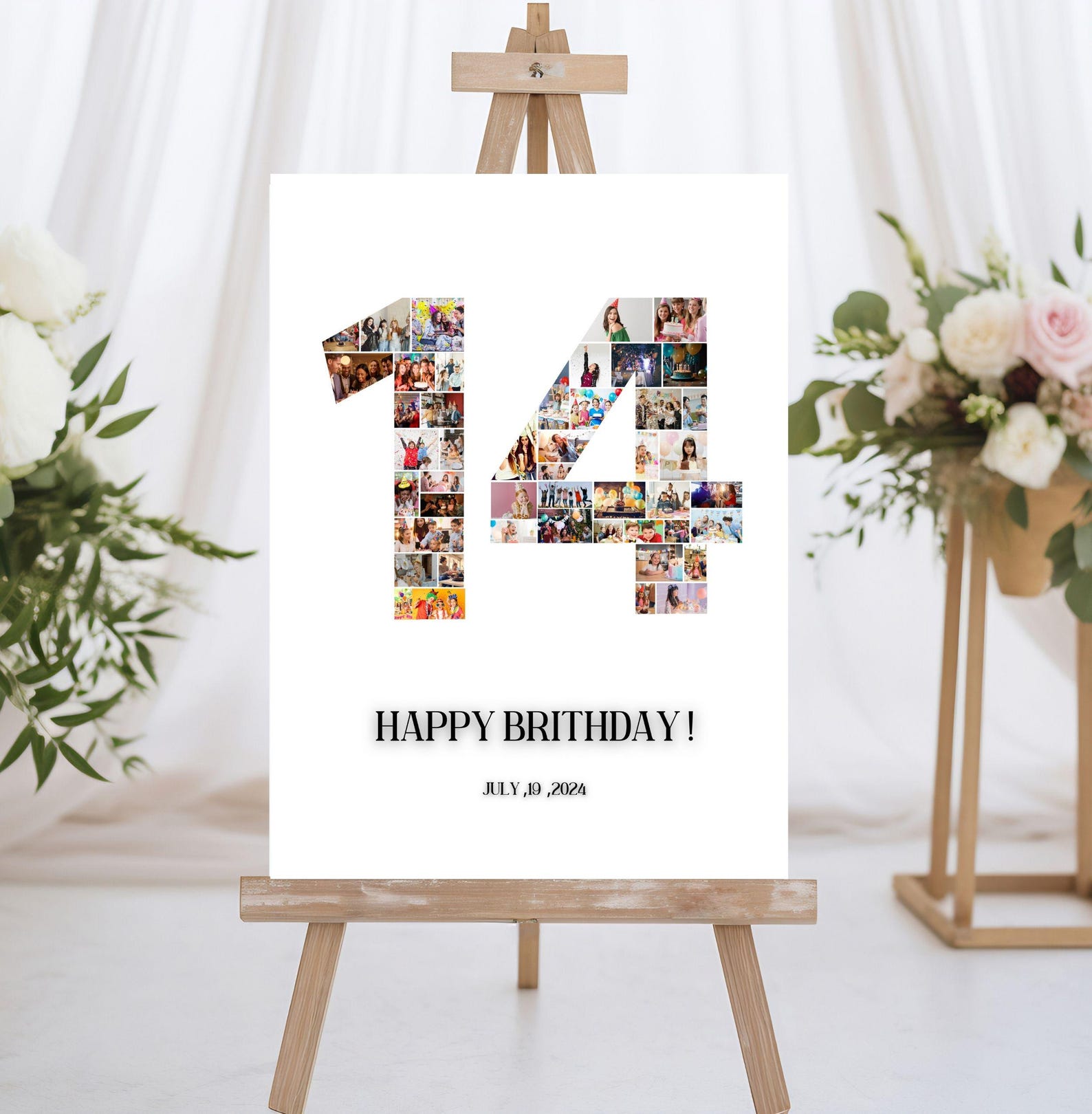 14th Birthday Photo Collage Template, 14th Birthday Welcome Sign ...