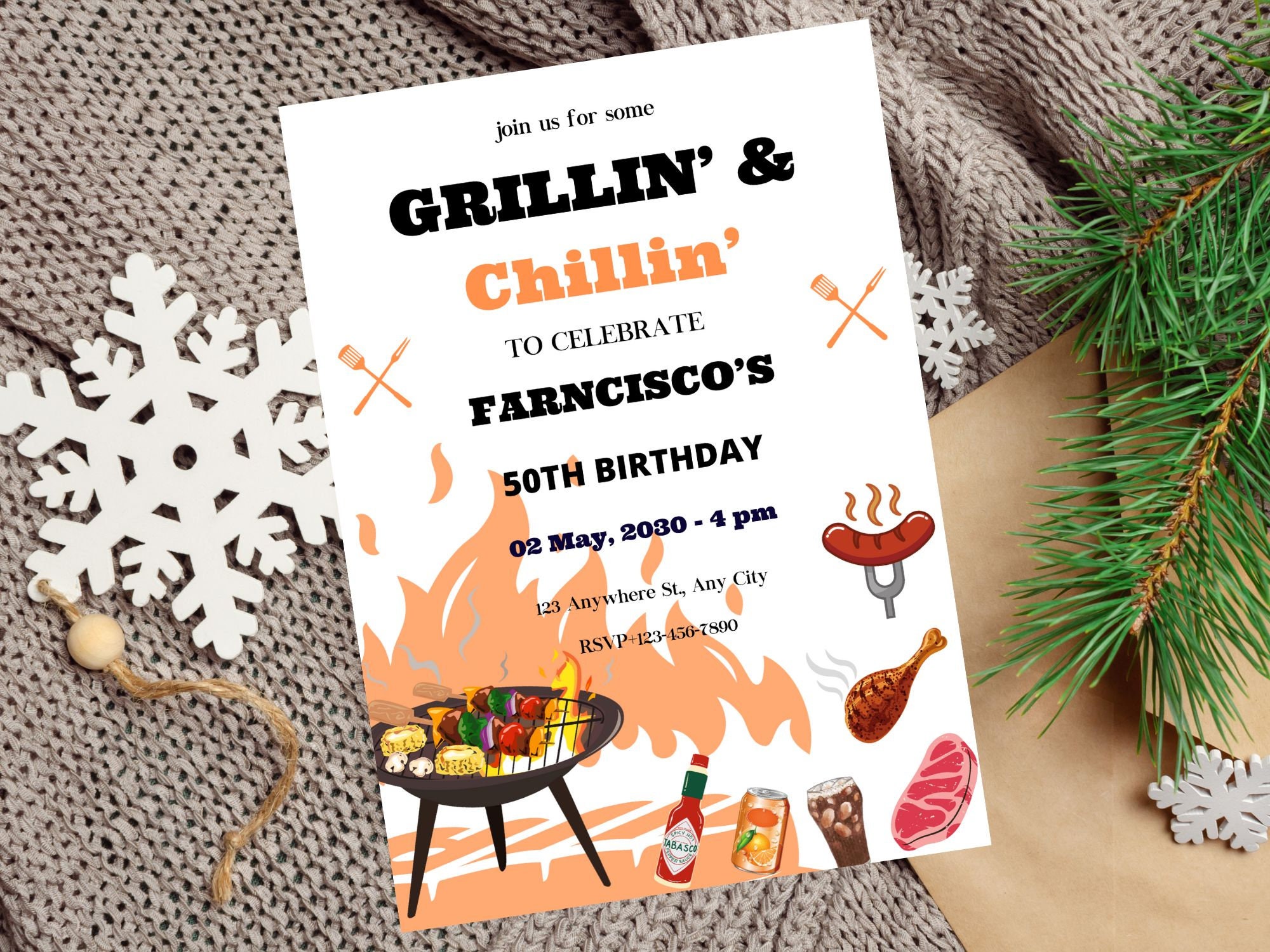 Editable BBQ Party Invitation Template, BBQ Invitation, BBQ Birthday ...