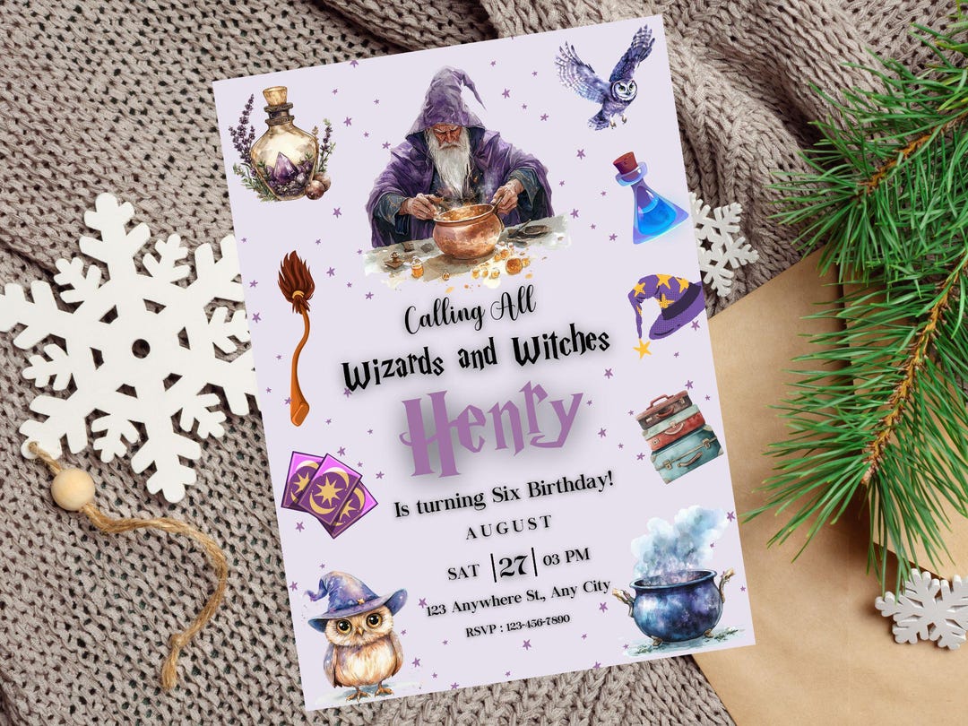 Editable Wizard Birthday Party Invitation, Magical Birthday Party ...