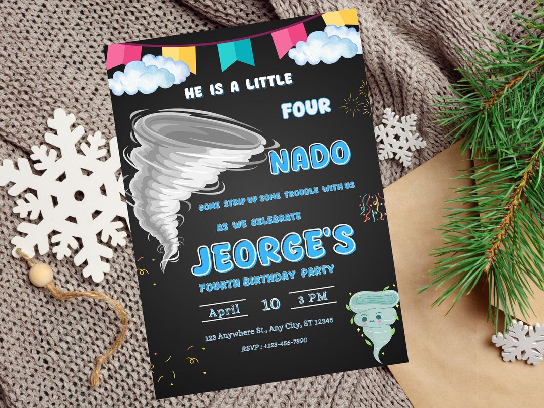 Editable Fournado Birthday Party Invitation Template, Strom Birthday ...