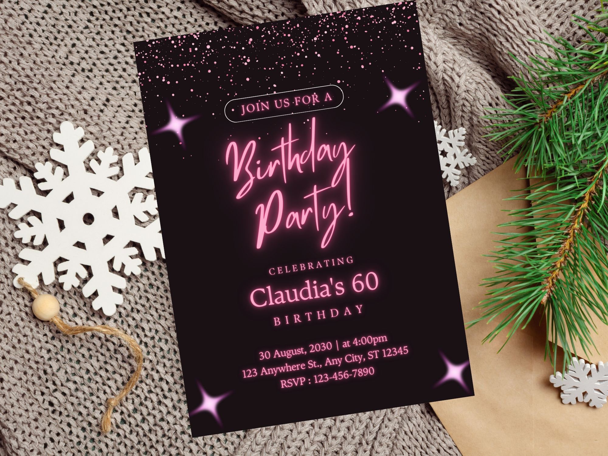 Pink Birthday Party Invitation Women Birthday Invitation for Her ...