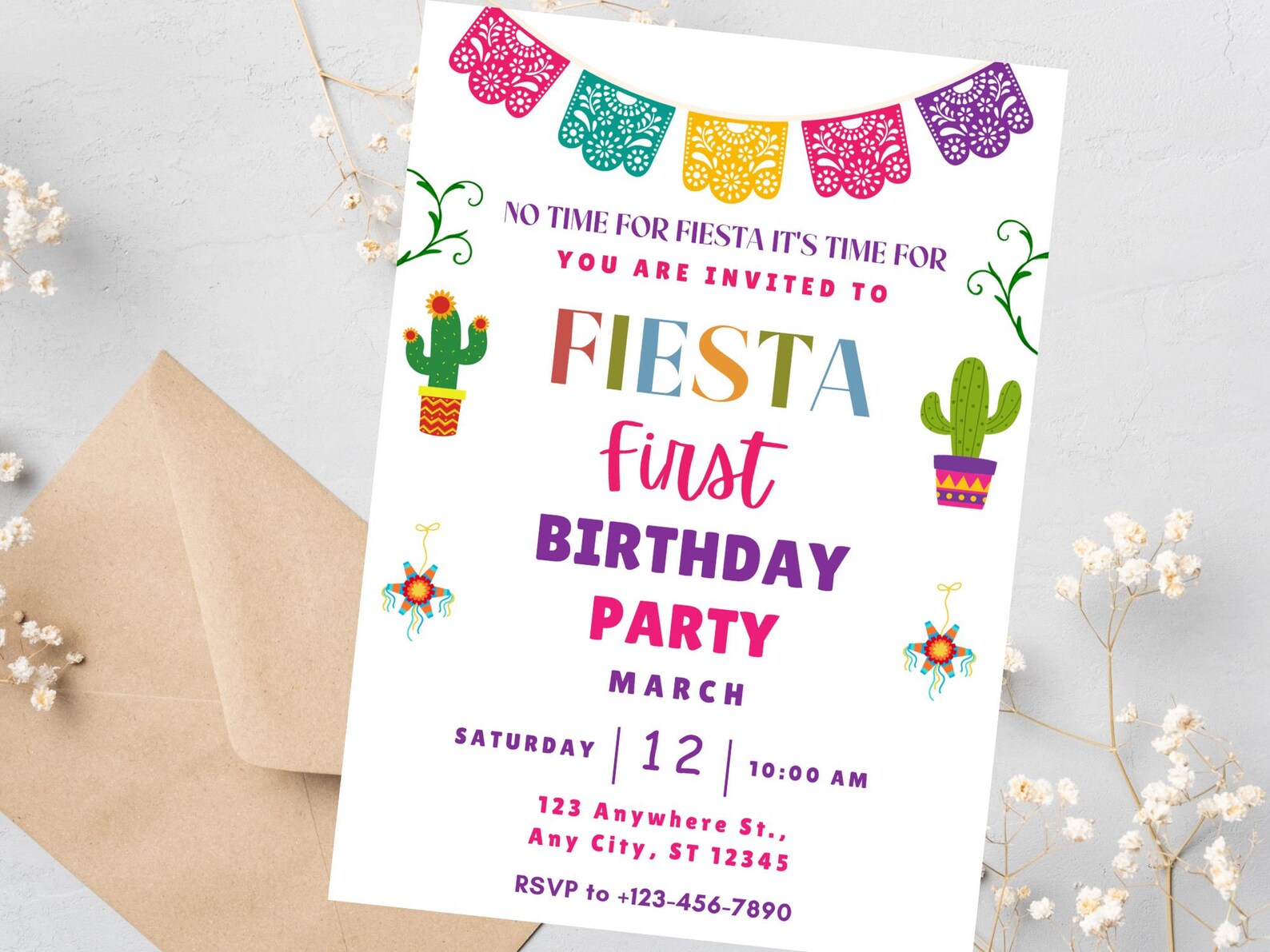 First Birthday Party Invitation for First Fiesta Invitation for 1st ...