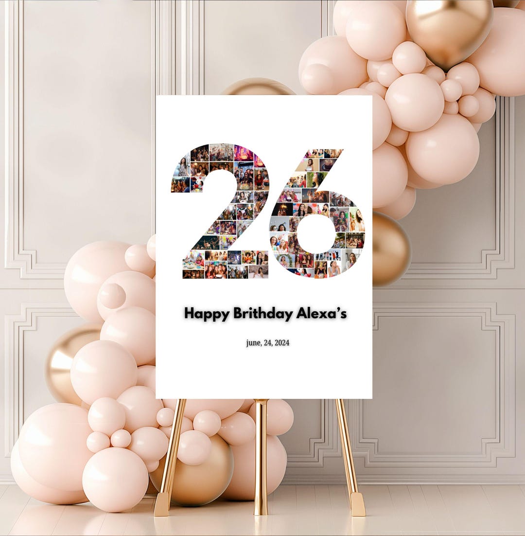 26th Birthday Photo Collage Template, 26th Birthday Welcome Sign ...