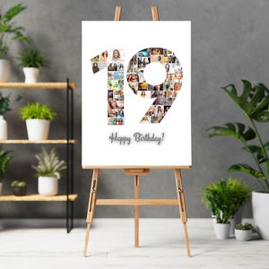 19th Birthday Photo Collage Template, 19th Birthday Welcome Sign ...