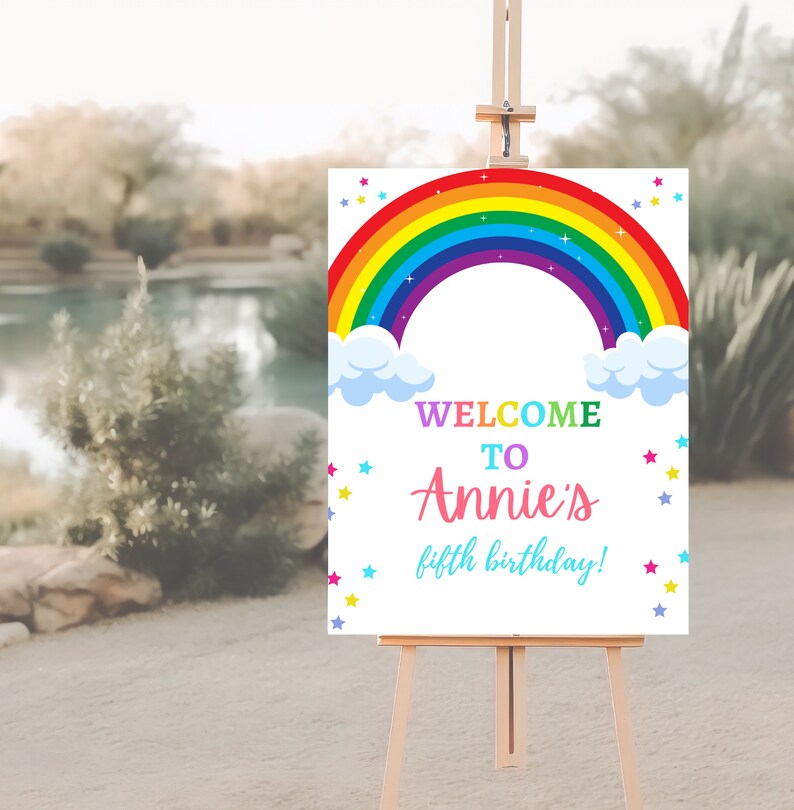 Editable Rainbow Birthday Welcome Sign Template in 3 Sizes 24" X 36 ...