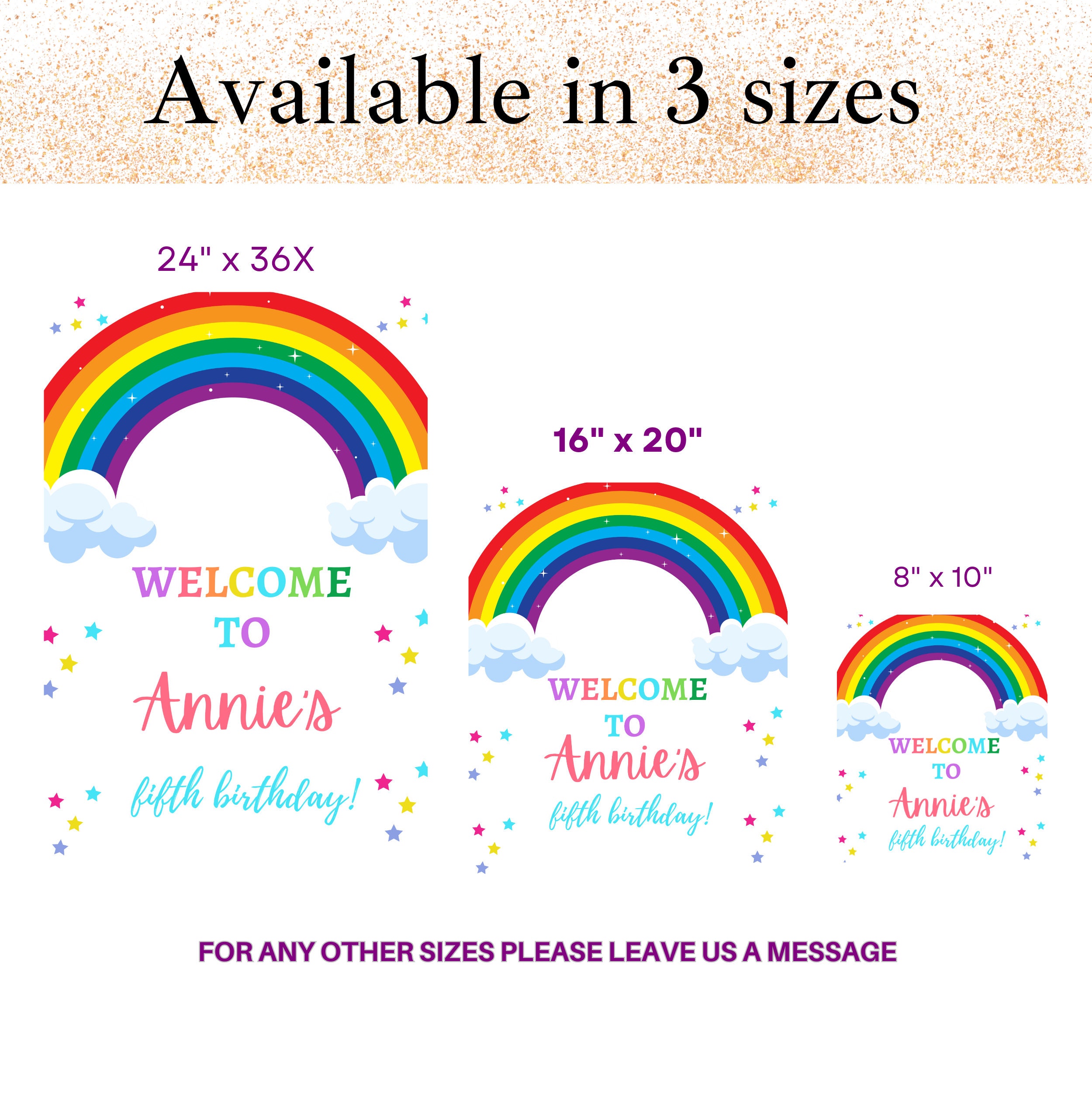 Editable Rainbow Birthday Welcome Sign Template in 3 Sizes 24" X 36 ...