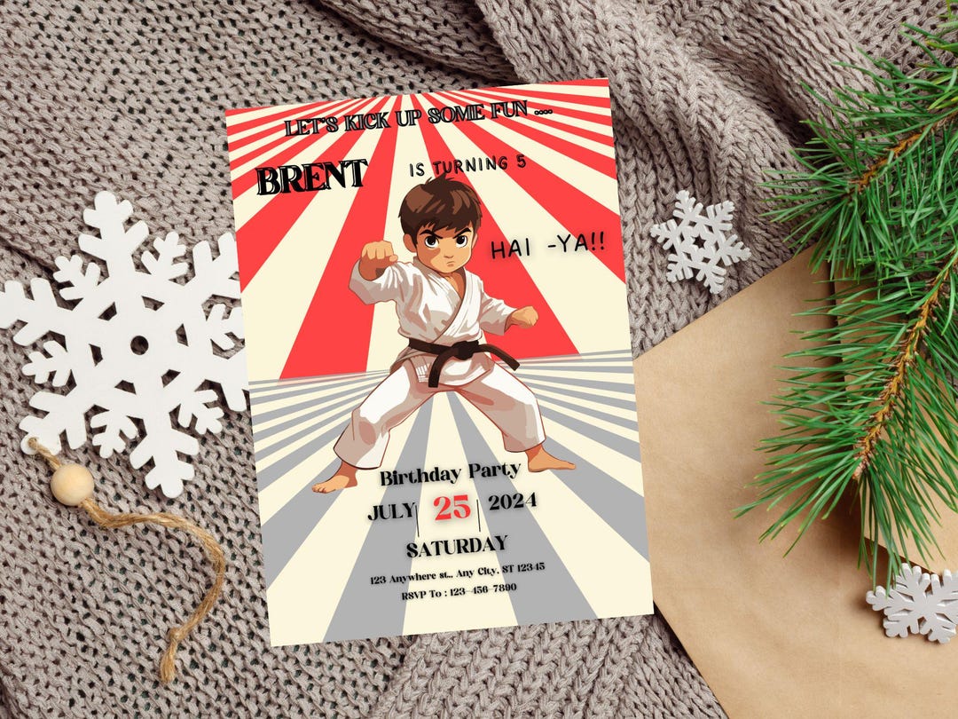 Editable Karate Birthday Invitation Template, Boy Birthday Invite ...