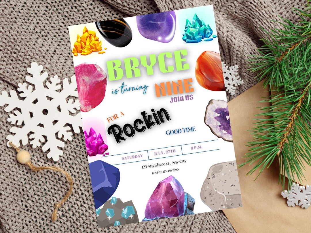 Geology Birthday Party Invitation Template, Editable Rock Birthday ...