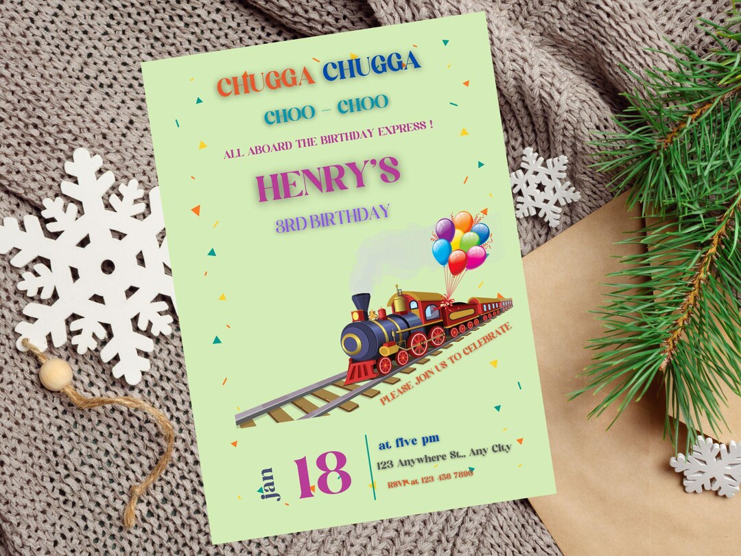 Editable Train Birthday Invitation Template, Toy Train Bday Invitation ...