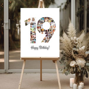 19th Birthday Photo Collage Template, 19th Birthday Welcome Sign ...