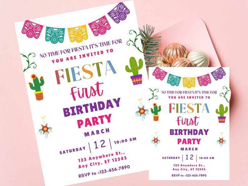 First Birthday Party Invitation for First Fiesta Invitation for 1st ...