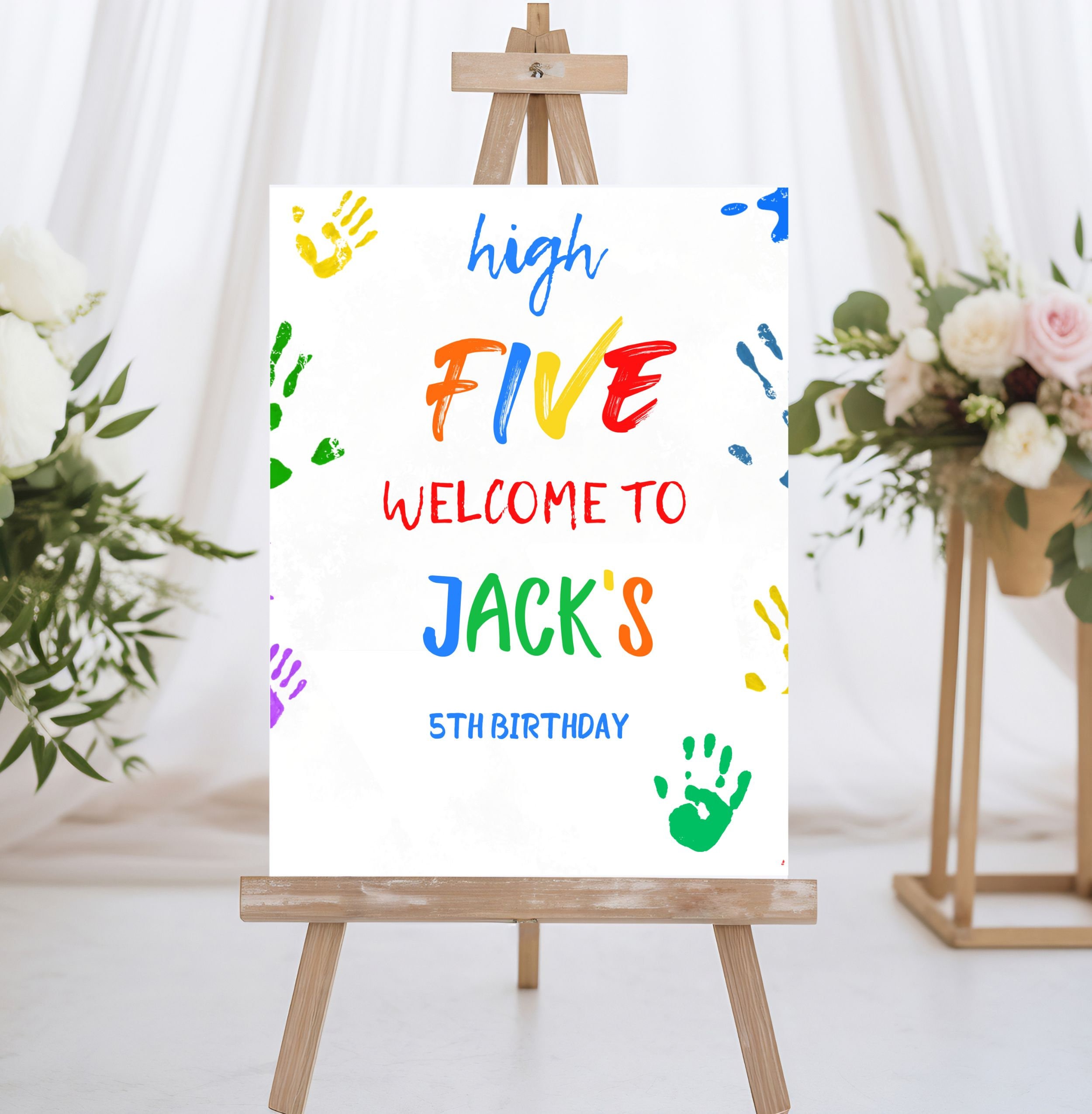 High Five Birthday Welcome Signs Template in 3 Sizes 24"x36" ,16"x20 ...