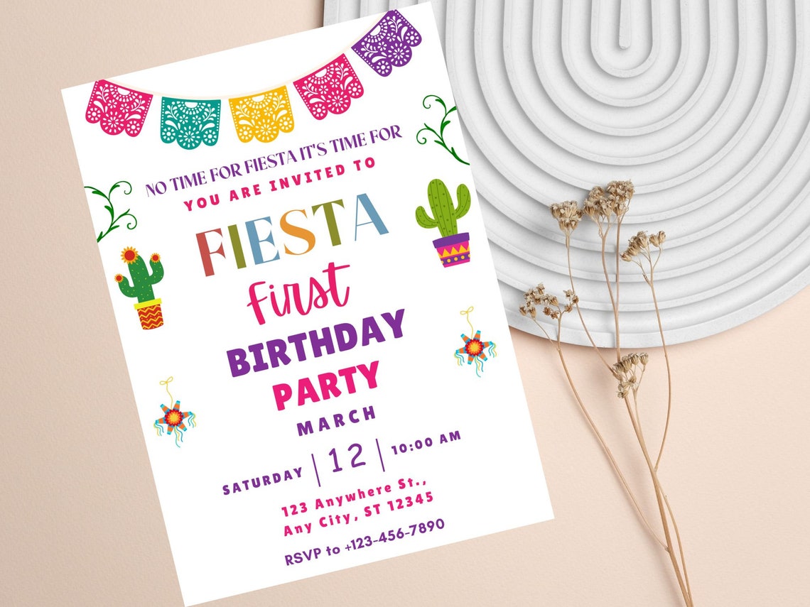 First Birthday Party Invitation for First Fiesta Invitation for 1st ...