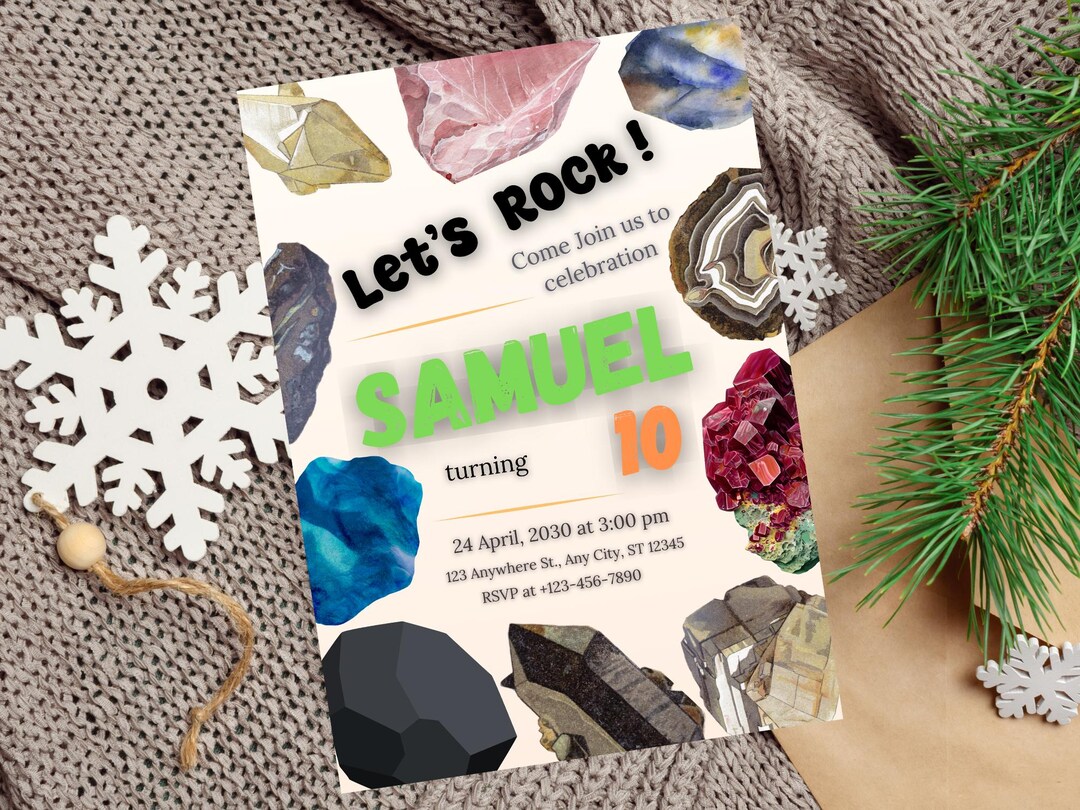 Geology Birthday Party Invitation Template, Editable Rock Birthday ...