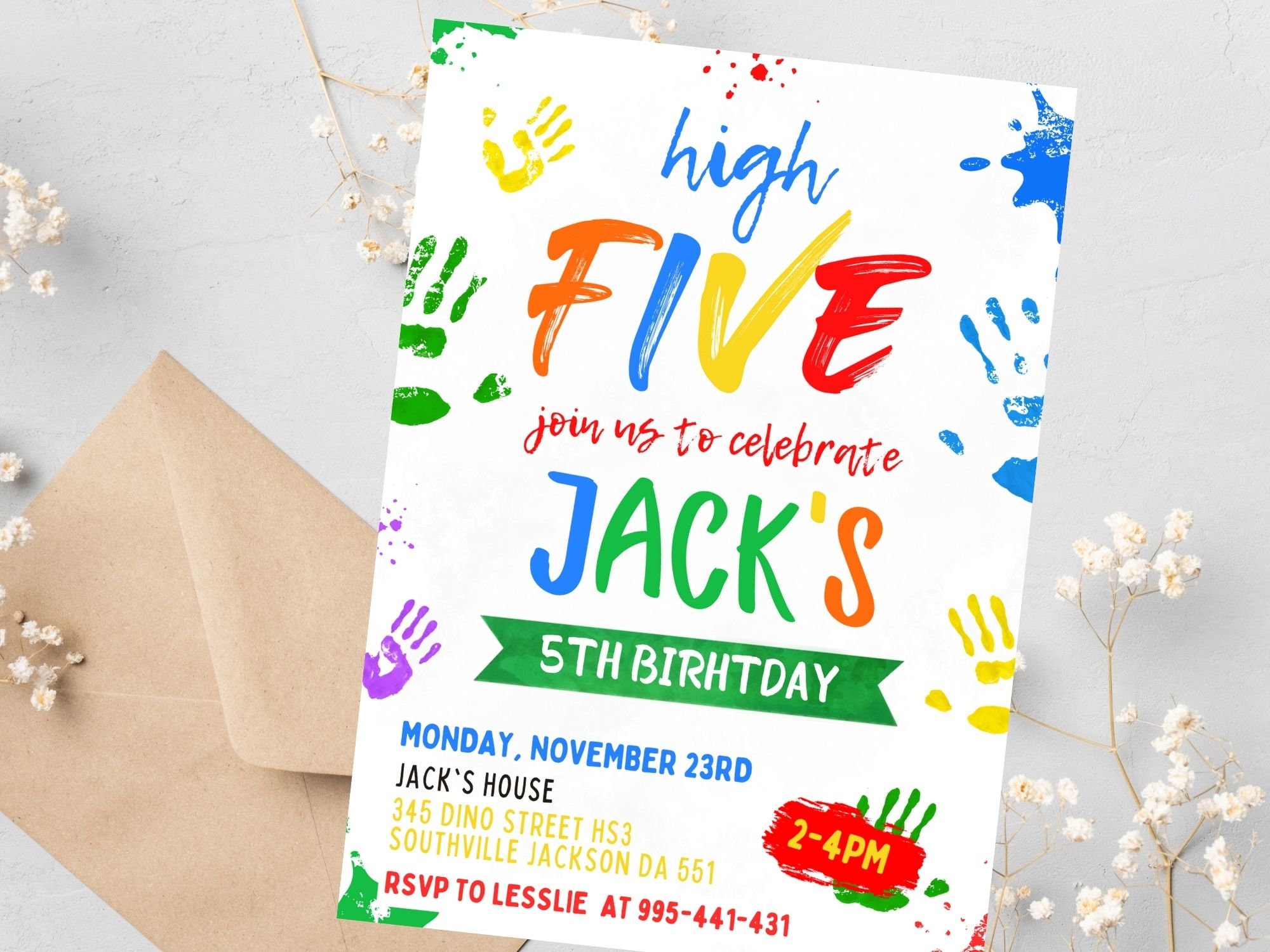 High Five Invitation, High Five Invites, Instant Download High Five ...