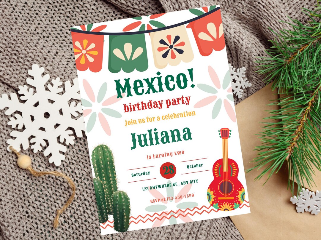 Editable Mexico Birthday Invitation Template, Mexican Birthday Invitation, Fiesta Invitation ...