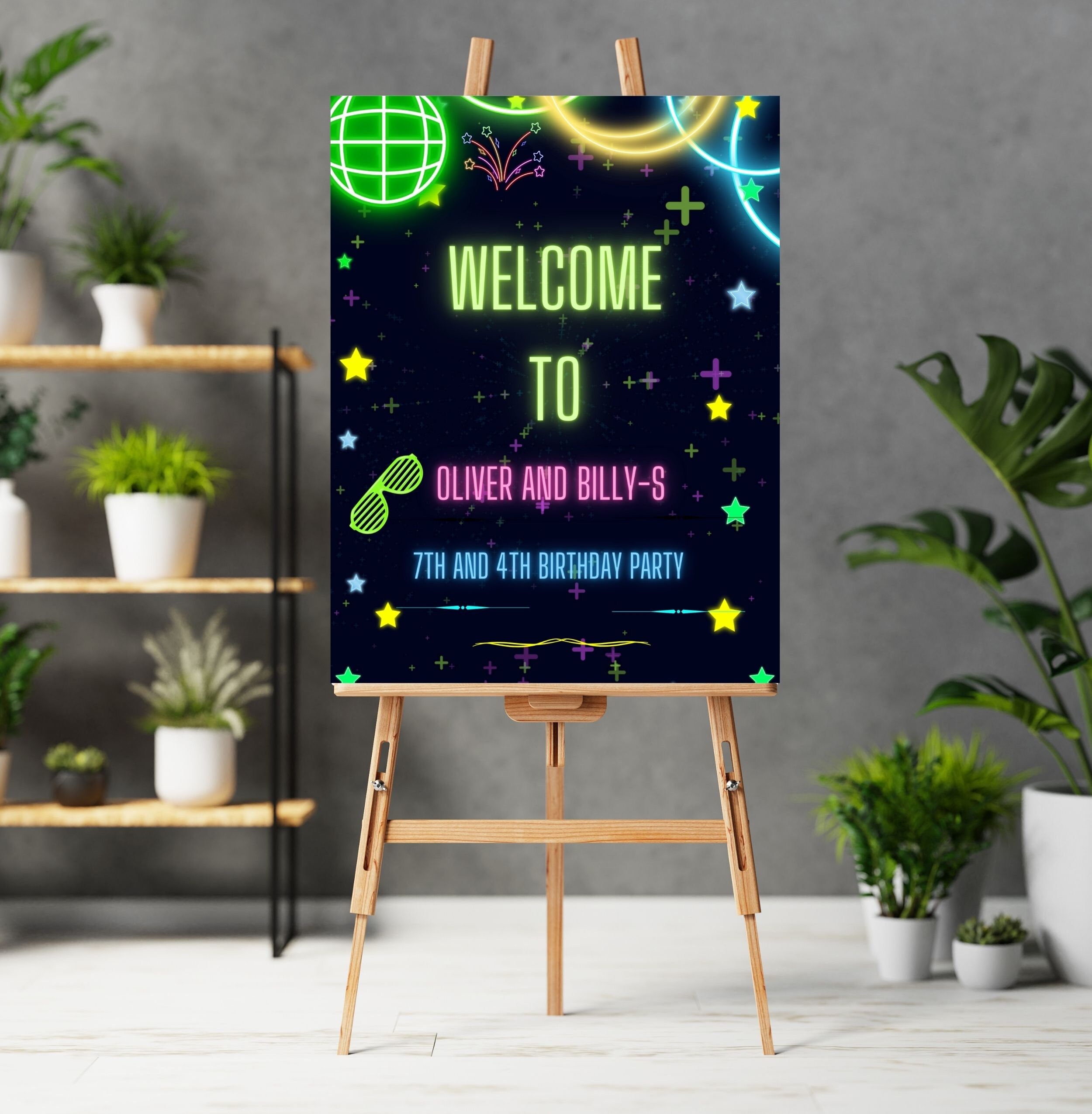 Editable Glow Birthday Welcome Sign Template in 3 Sizes 24 X 36 ,16x 20 ...